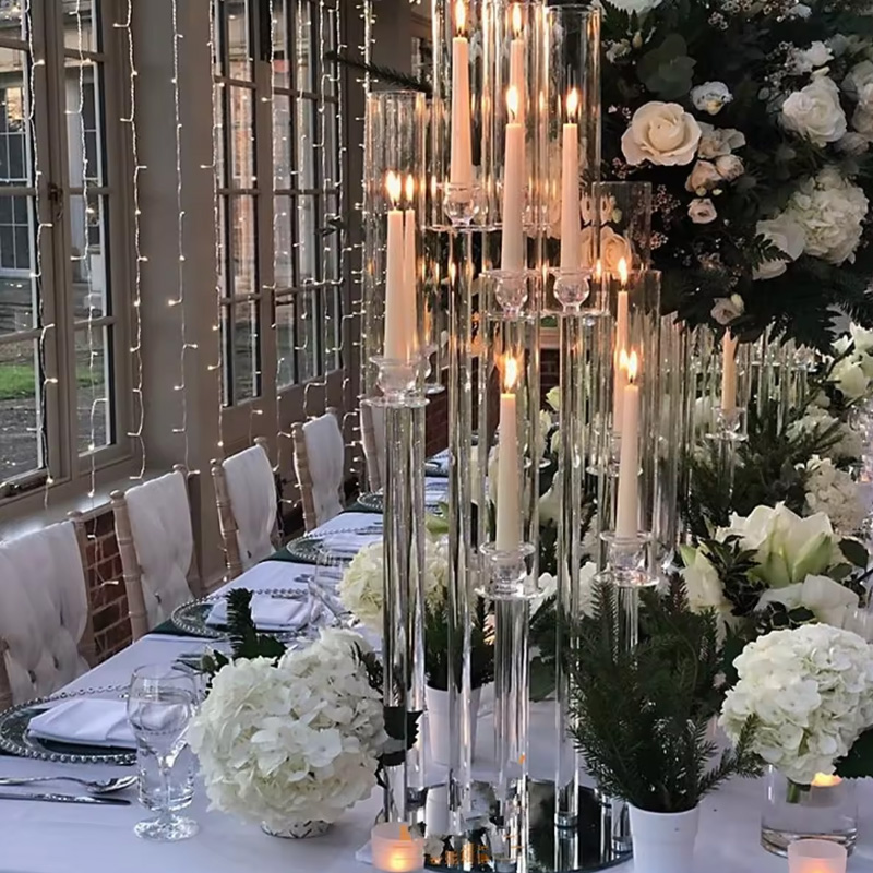 Open Ended Crystal Glass Tall Candle Holder Tube Chimney - Primo